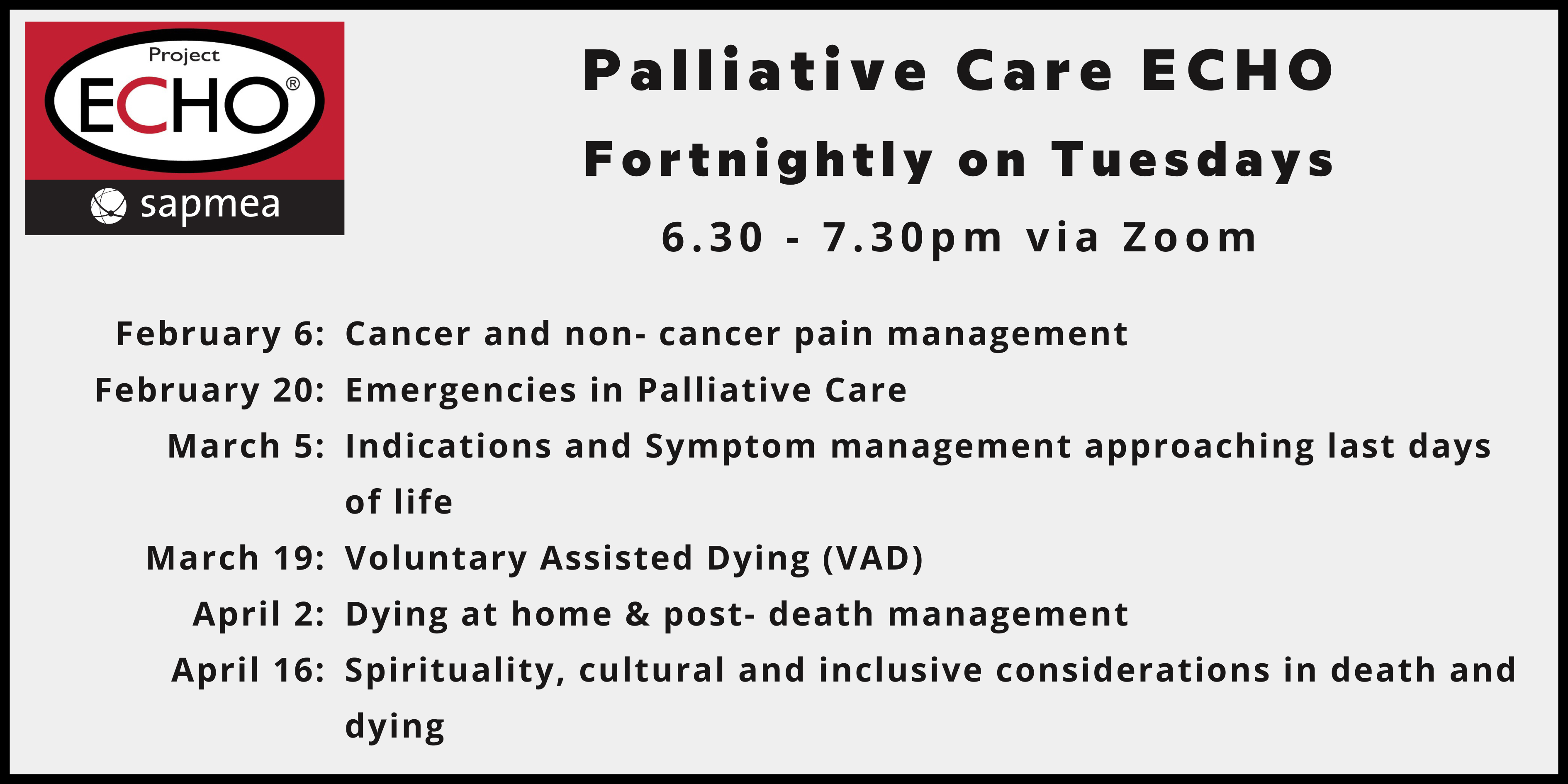 Palliative Care ECHO - Series 2 | SAPMEA